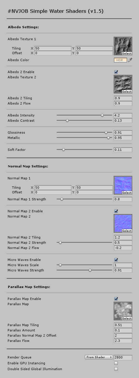 Simple Water Shaders Shaders Settings Simple Water Shader Water Surface Free Unity Asset 4447